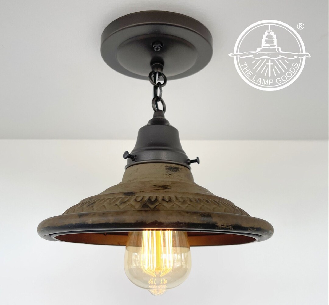 Rustic INDUSTRIAL Ceiling Light Fixture Flush Mount Lighting Farmhouse ...