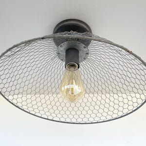 CHICKEN WIRE Farmhouse Ceiling Light- Flush Mount Rustic Lighting ...
