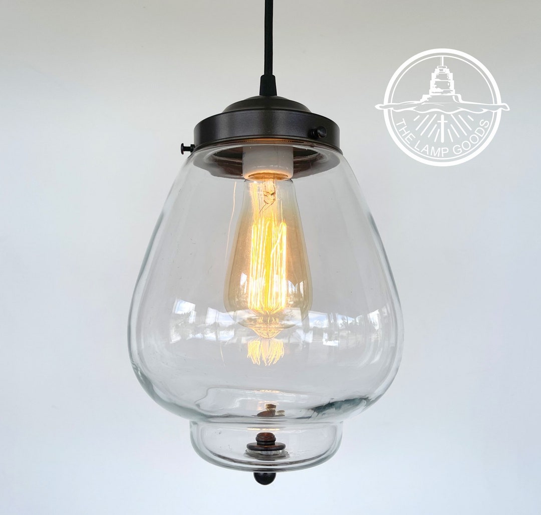 Large Antique Vintage Clear Glass Pendant Light MODERN hanging Kitchen ...