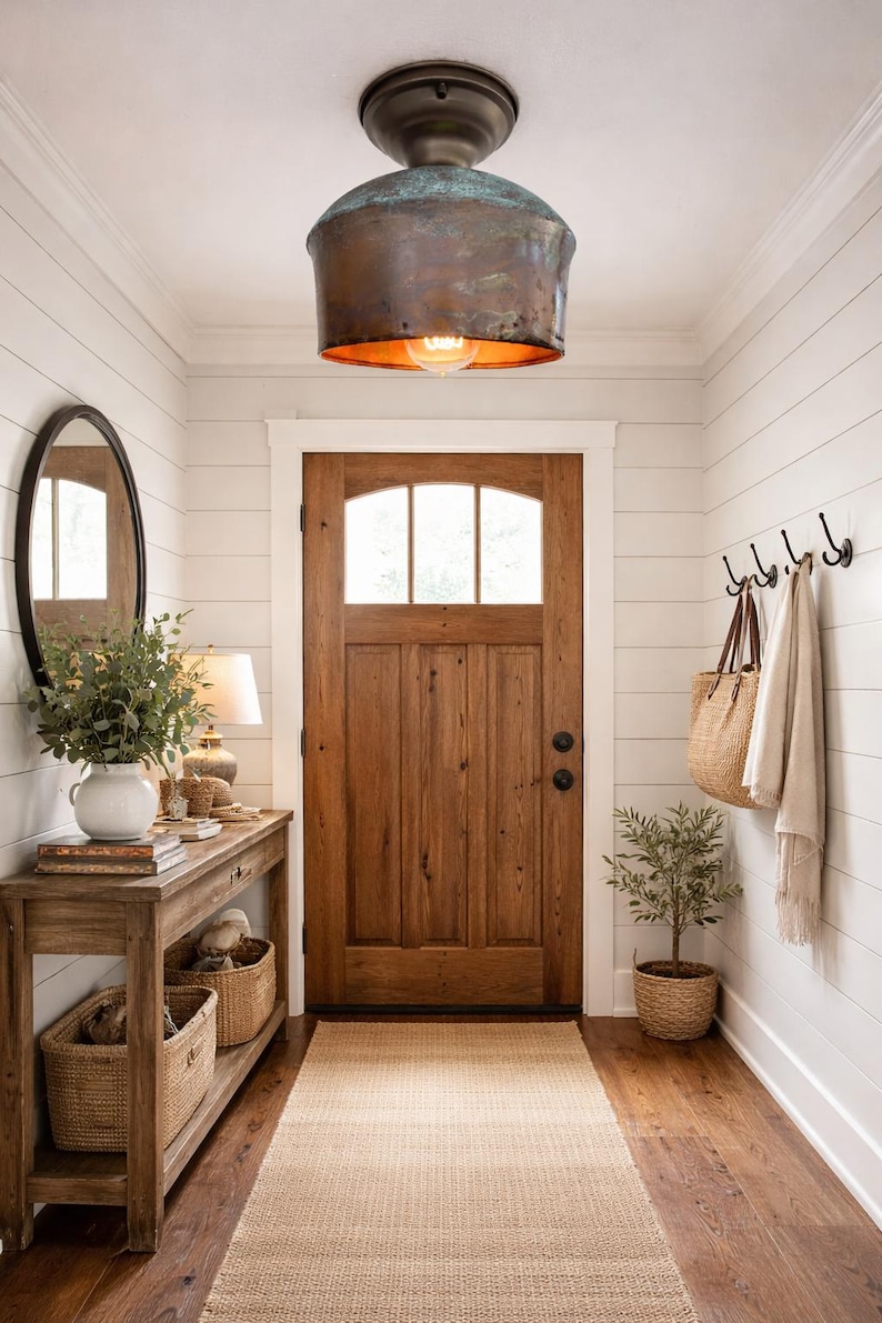 Flush Mount Ceiling Light COPPER Handcrafted Rustic Farmhouse Lighting ...