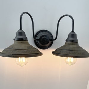 DOUBLE Rustic Industrial Farmhouse Wall Light Fixture Bathroom Sconce ...