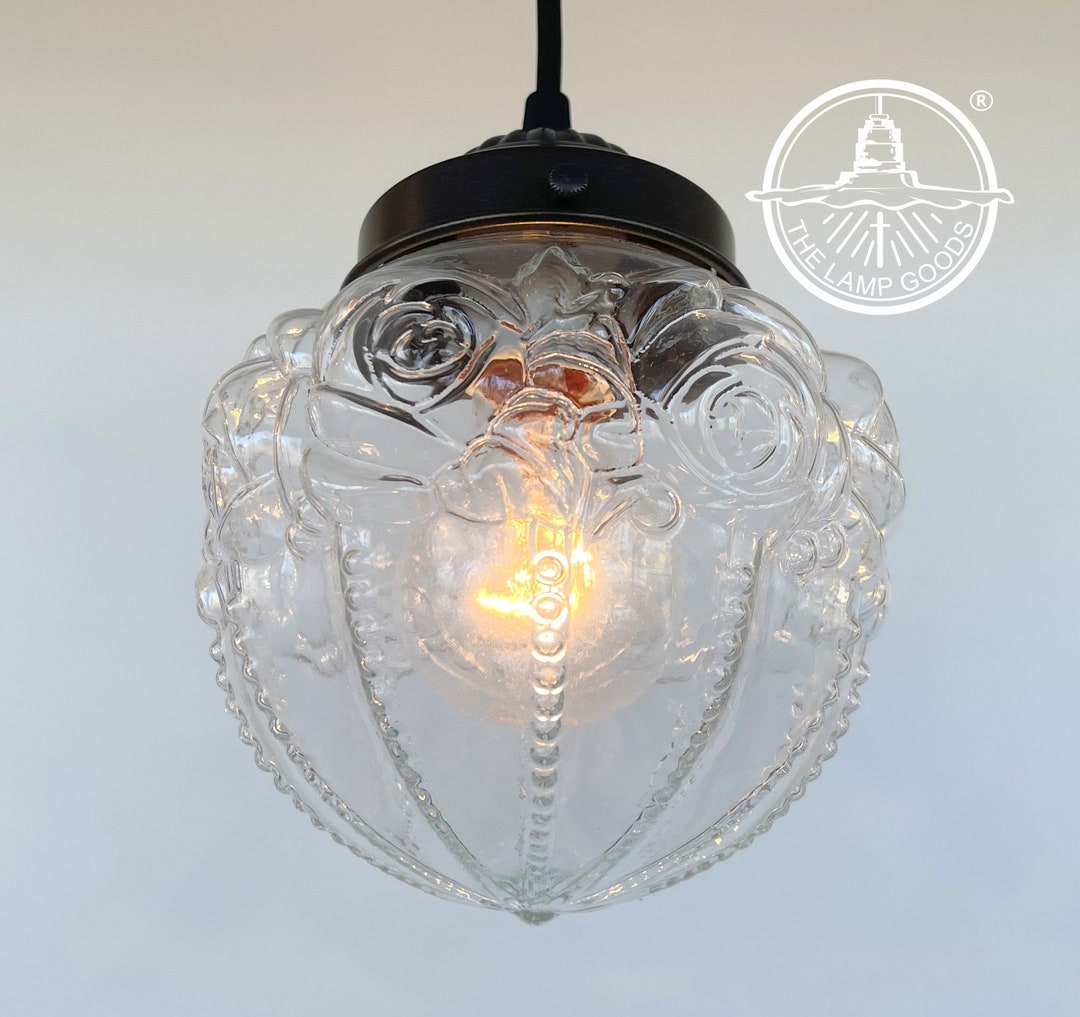 Victorian Embossed Antique Glass Globe PENDANT Lights Hanging Ceiling ...