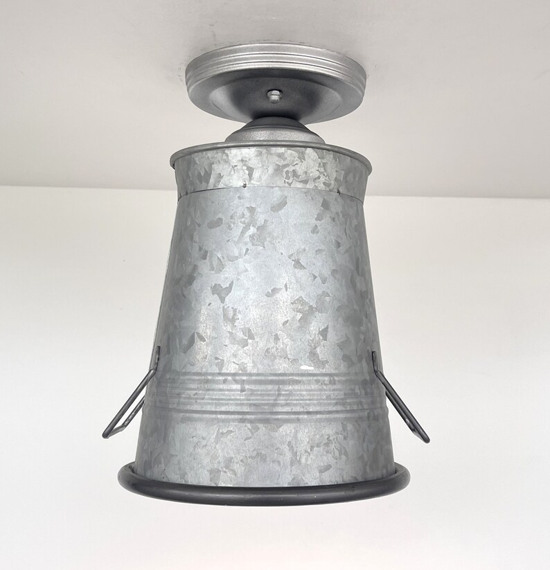 Rustic Urn Bucket Ceiling Light Galvanized Farmhouse - Etsy