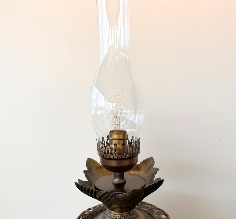 Victorian Hand-painted Floral Glass Table Lamp | Antique-style Vintage ...