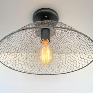 CHICKEN WIRE Farmhouse Ceiling Light- Flush Mount Rustic Lighting ...