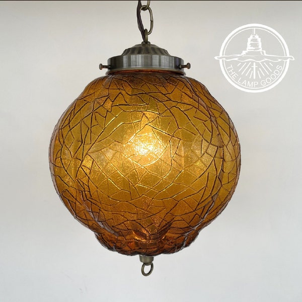 Vintage Amber Pendant Light - Etsy