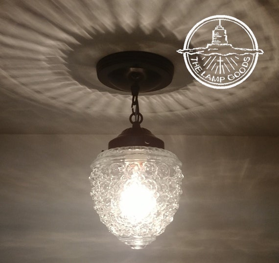 Authentic Vintage Chain Glass Ceiling Light With Antique - Etsy