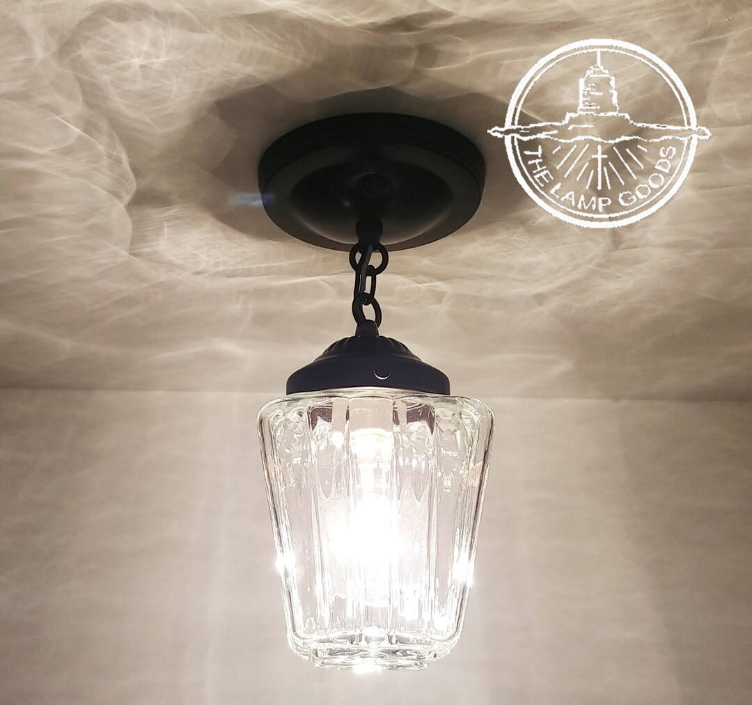 Vintage Square 1950's Glass Porch Ceiling Light - Lighting Ceiling ...