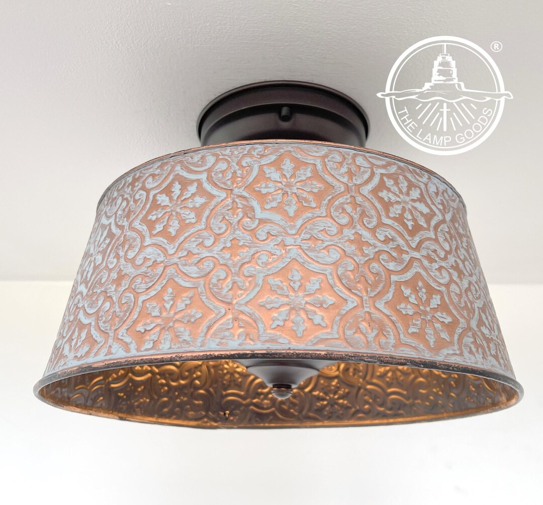 Ornate Copper Farmhouse Ceiling Light Lighting Fixture Flush Mount ...