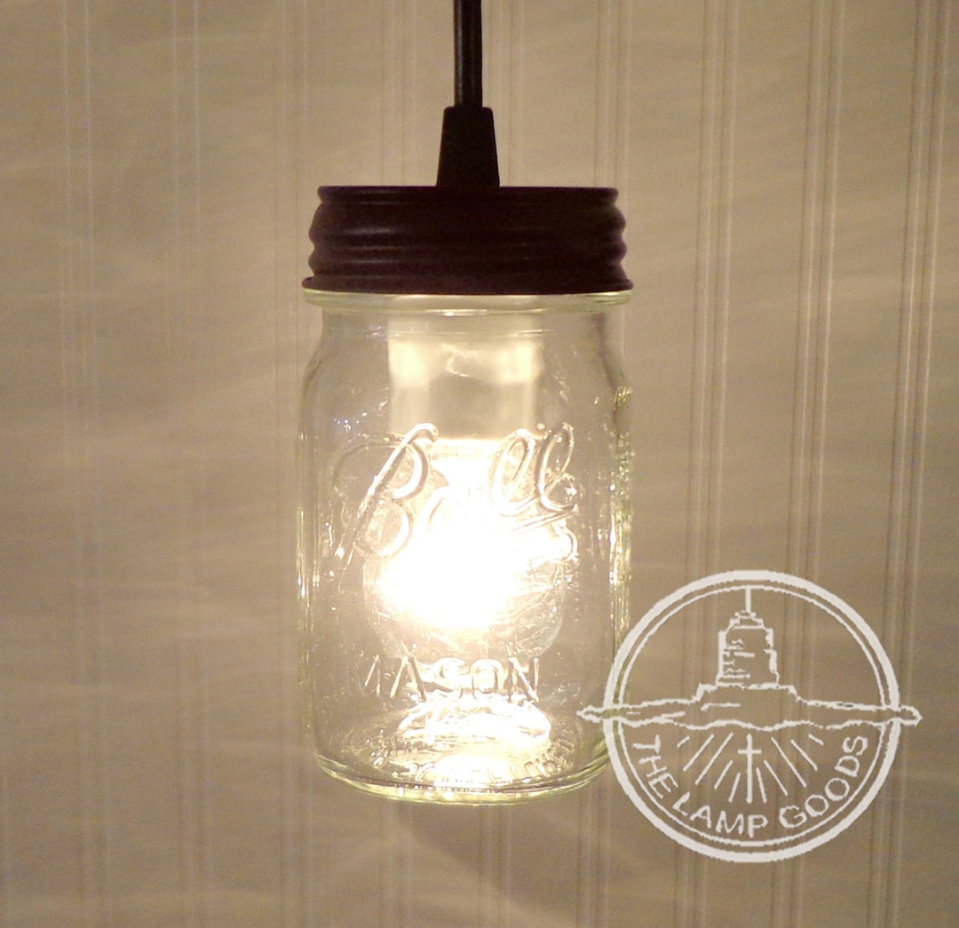 Mason Jar PENDANT Light Pint - Hanging Flush Mount Ceiling Lighting ...
