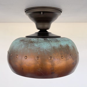 Rustic Copper Patina Metal Farmhouse Ceiling Light - Lighting Fixture ...