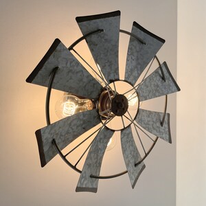 Galvanized Windmill Farmhouse Wall Sconce Light - Lighting Fixture ...