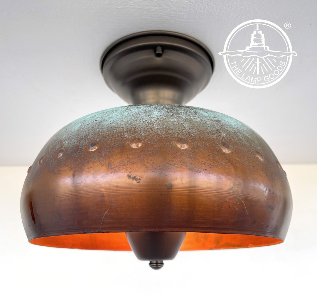 Rustic Copper Patina Metal Farmhouse Ceiling Light - Lighting Fixture ...