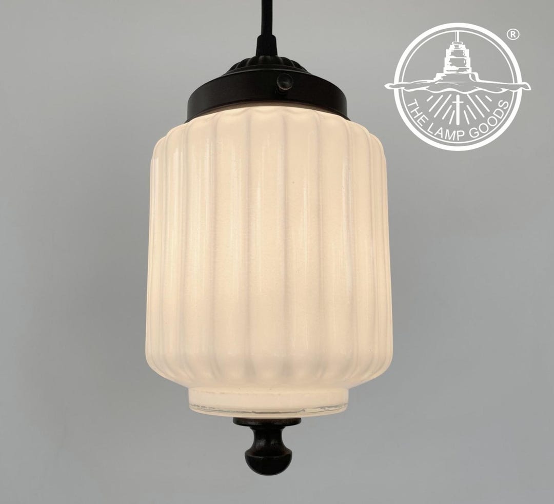 FLUTED MID CENTURY 1960's Pendant Light Retro Antique Ceiling Lighting ...