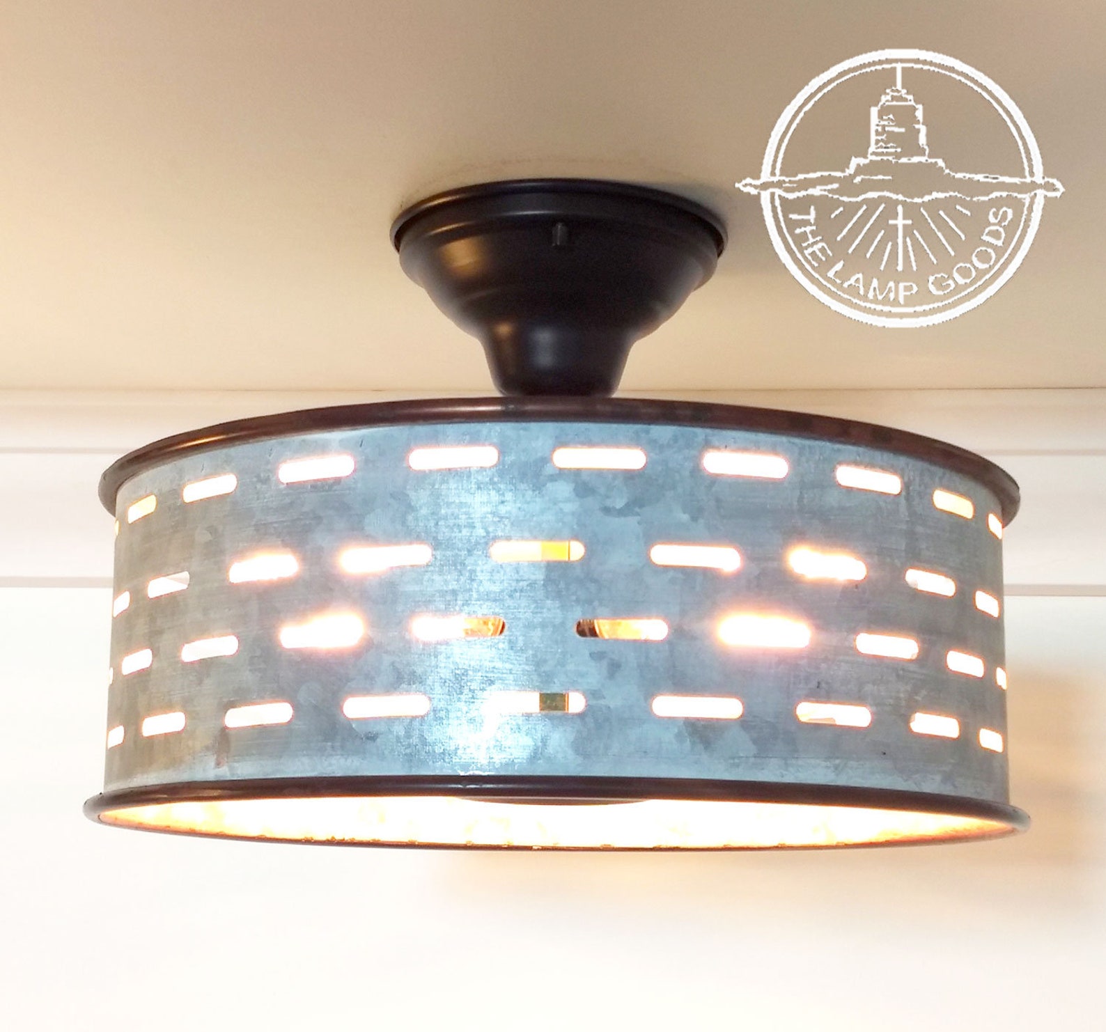 Farmhouse Ceiling Light of Galvanized Metal Rustic Farmhouse - Etsy