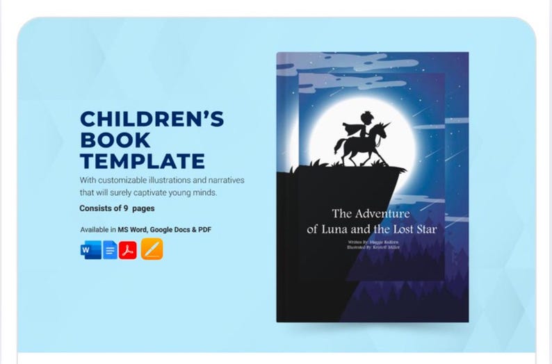 Children's Book Template Design in Word, Google Docs, PDF, Apple Pages ...