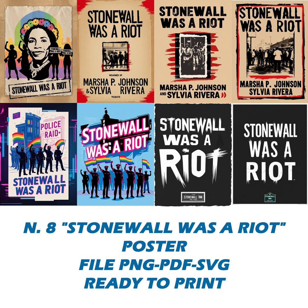 8 Digital Posters "stonewall Was a Riot" – LGBTQIA+ Print, Pride ...