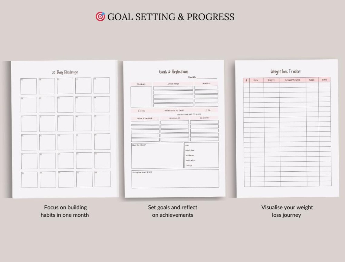 Printable Fitness Planner Bundle, Workout Journal, Wellness Tracker ...