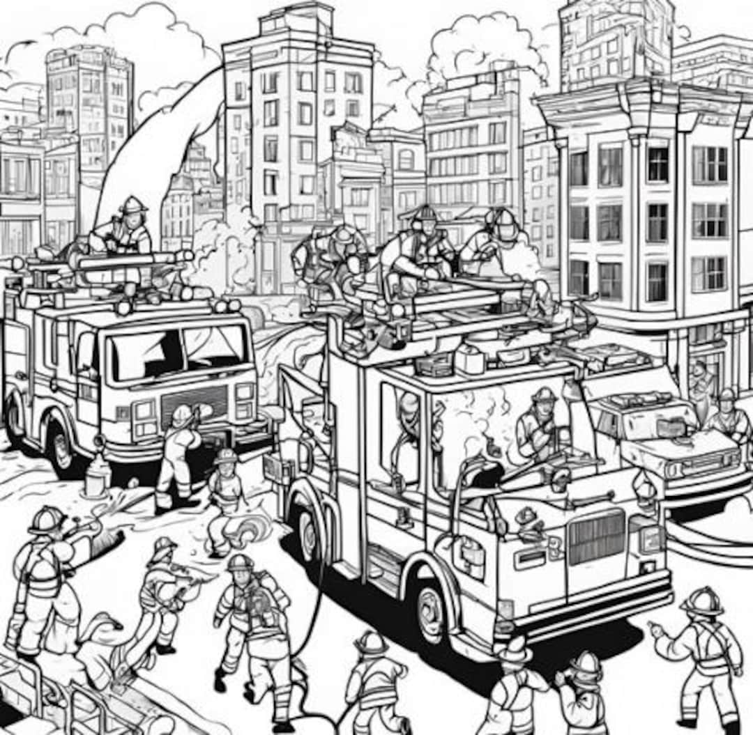 12 Fire Department Coloring Pages PDF - Etsy