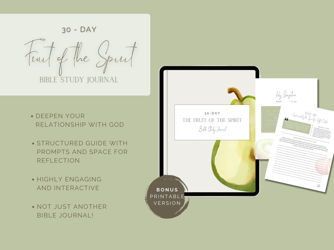 Fruit of the Spirit Bible Study Journal, 30-day Bible Study Guide ...
