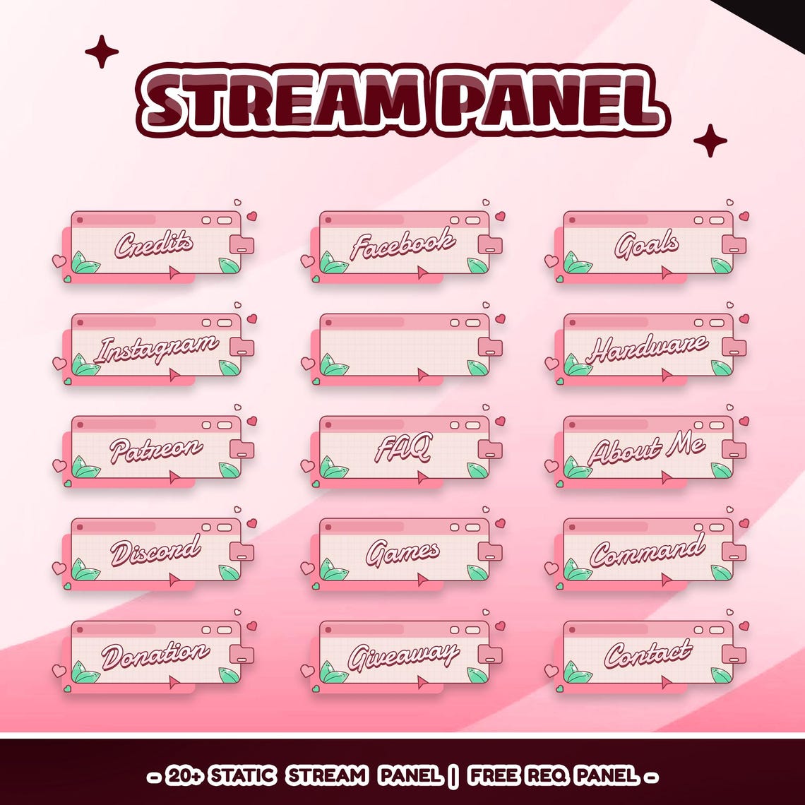 Kawaii UI Animated Stream Overlay Package for Twitch OBS, Cute Desktop ...