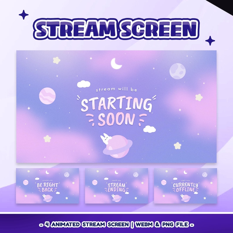 Comfy Night Animated Stream Screens for Twitch Kick Youtube – Cute ...