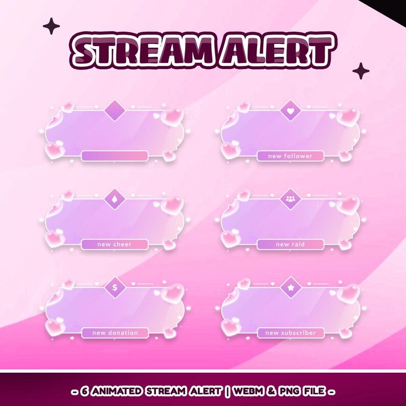 Pink Heart Cute Animated Twitch Overlay Package Bundle/romantic Pastel ...