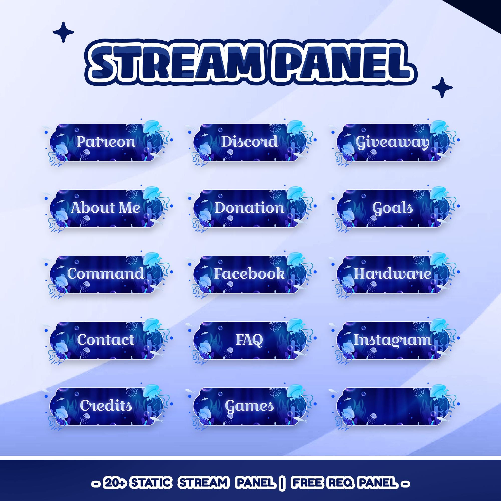 Deep Sea Glow Animated Stream Pack for Twitch Kick Youtube, Underwater ...