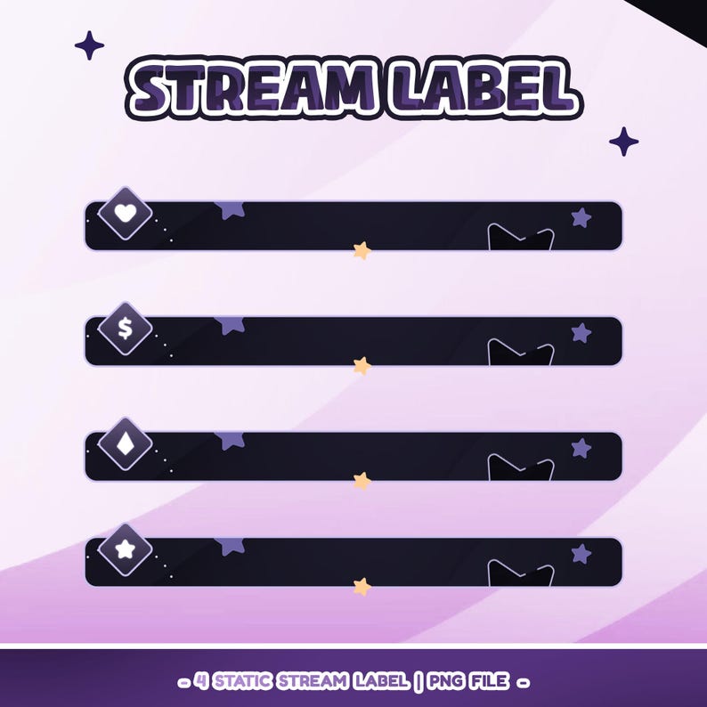 Star Pop Animated Stream Overlay Package for Twitch OBS, Cute Night Sky ...