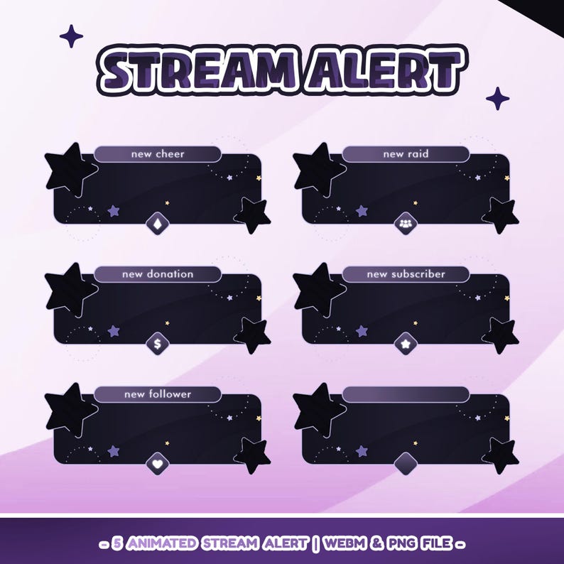 Star Pop Animated Stream Alerts for Twitch Playful Notification Popups ...