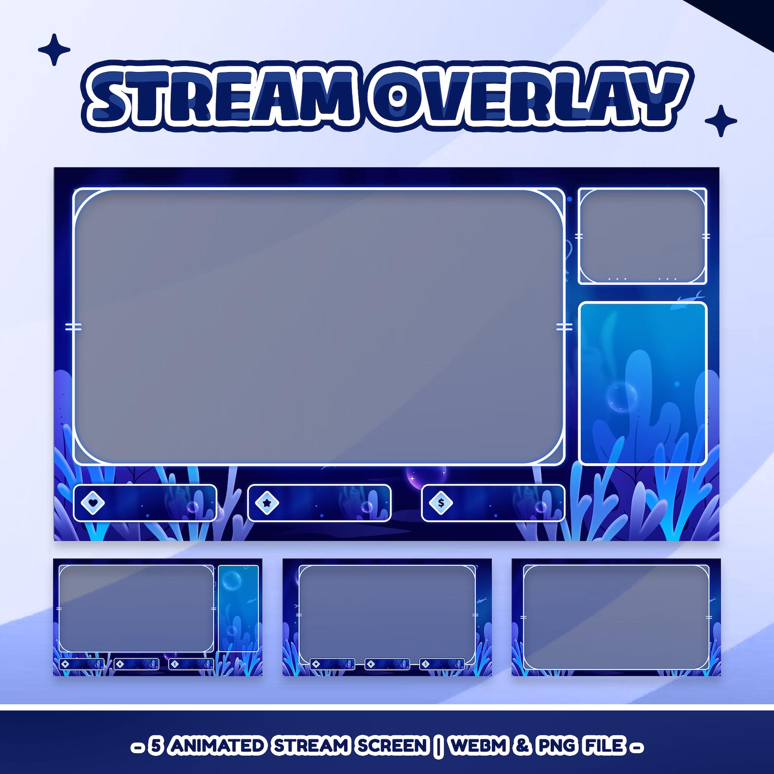 Deep Sea Glow Animated Stream Pack for Twitch Kick Youtube, Underwater ...