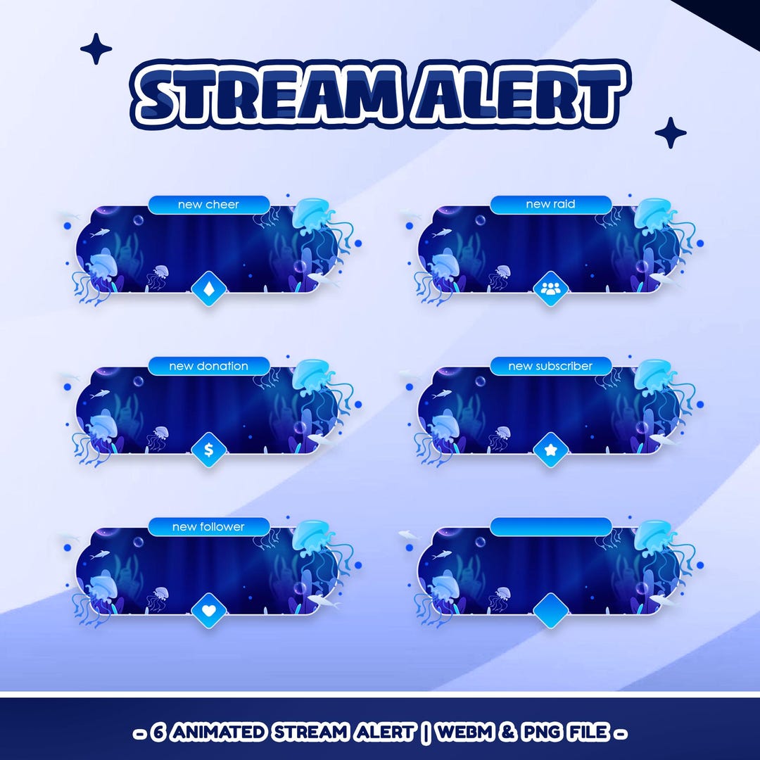 Deep Sea Glow Animated Stream Alerts for Twitch Kick Youtube, Aqua ...
