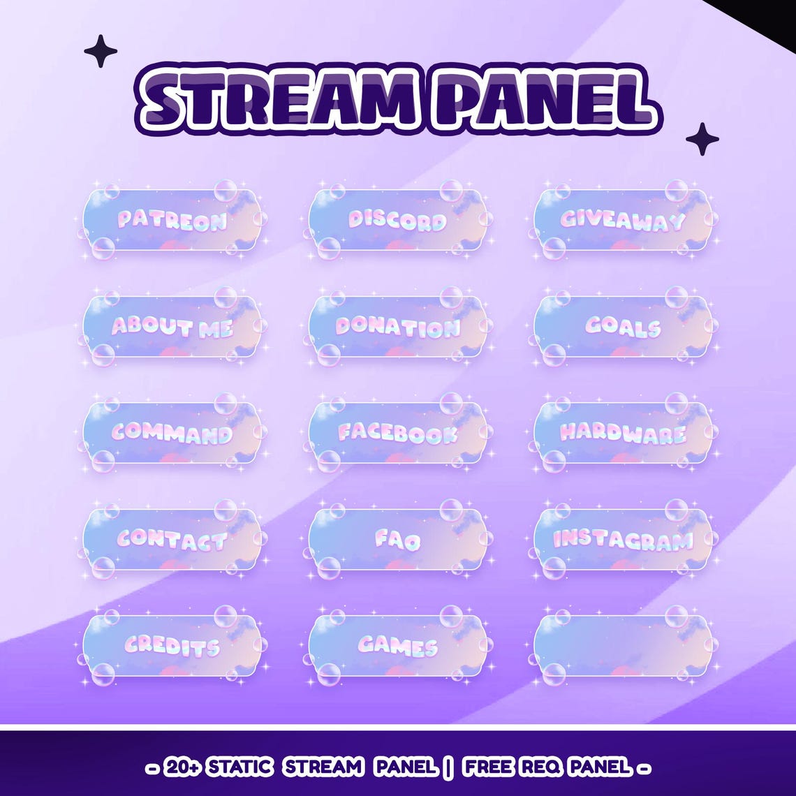 Bubble Clouds Animated Stream Panels for Twitch Kick Youtube – Pastel ...