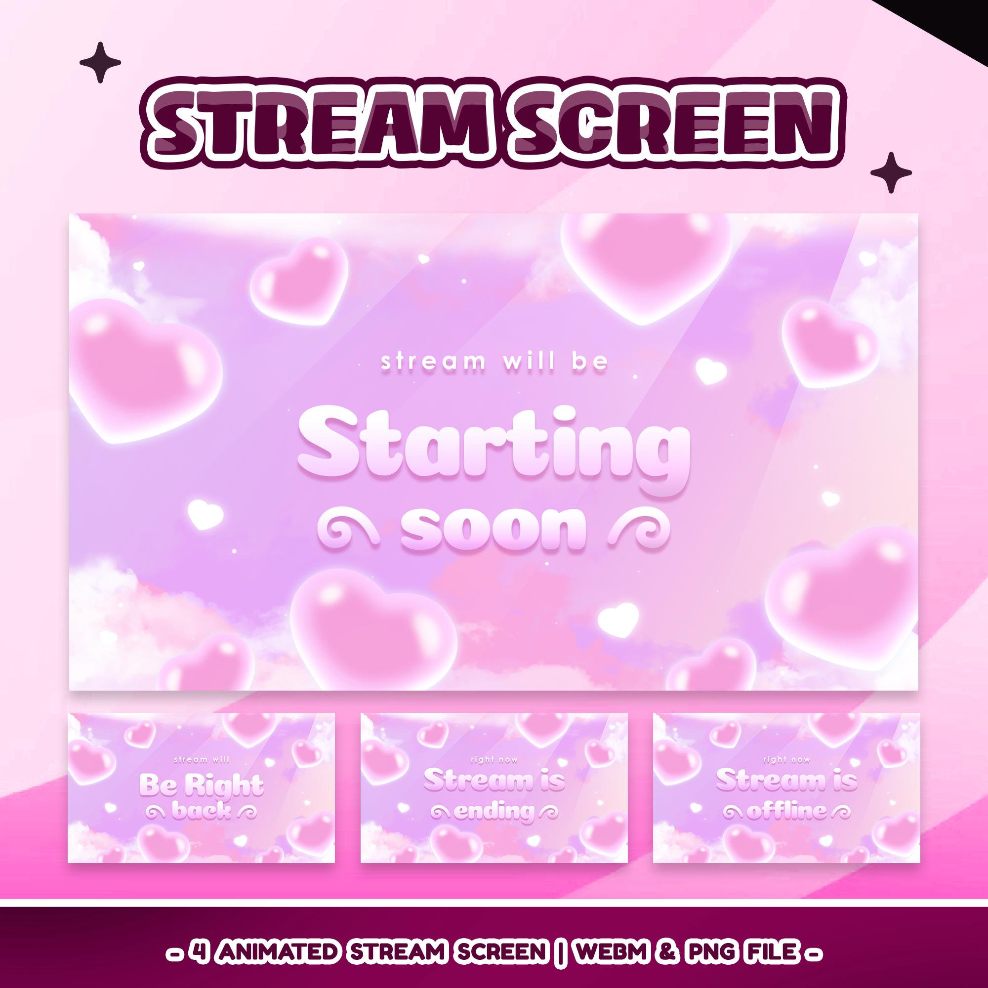 Pink Heart Cute Animated Stream Screens Collection/romantic Pastel ...