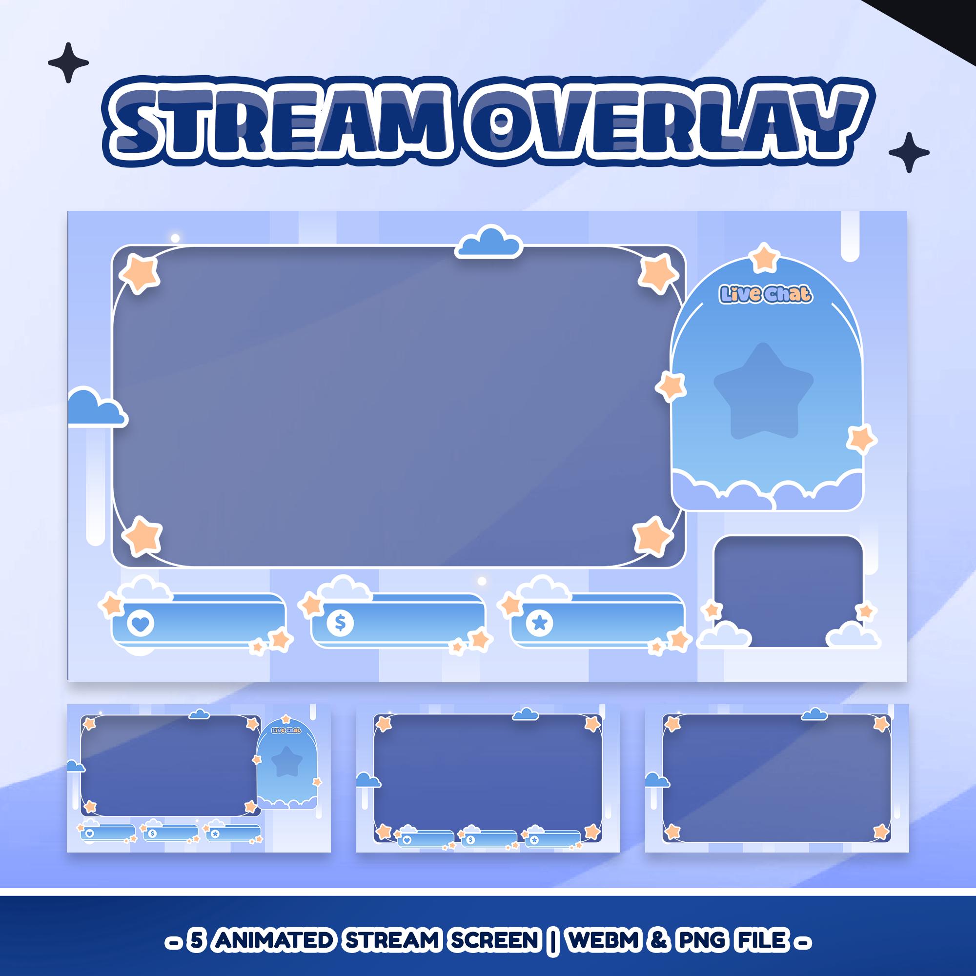 Dreamy Sky Animated Stream Overlay Pack for Twitch Kick Youtube – Cute ...