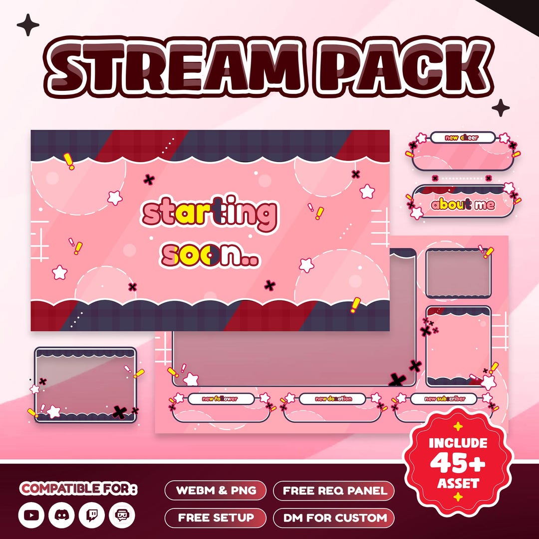 Pink Playful Stream Package – Cute Pink Pattern/kawaii Shapes Fun ...