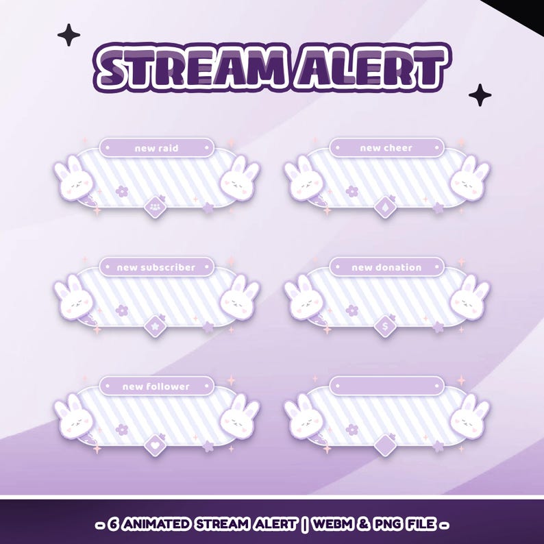 Pastel Bunny Animated Stream Overlay Pack for Twitch Kick Youtube ...