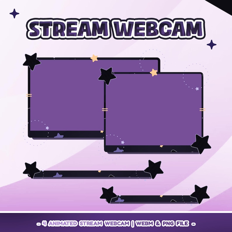 Star Pop Animated Stream Overlay Package for Twitch OBS, Cute Night Sky ...