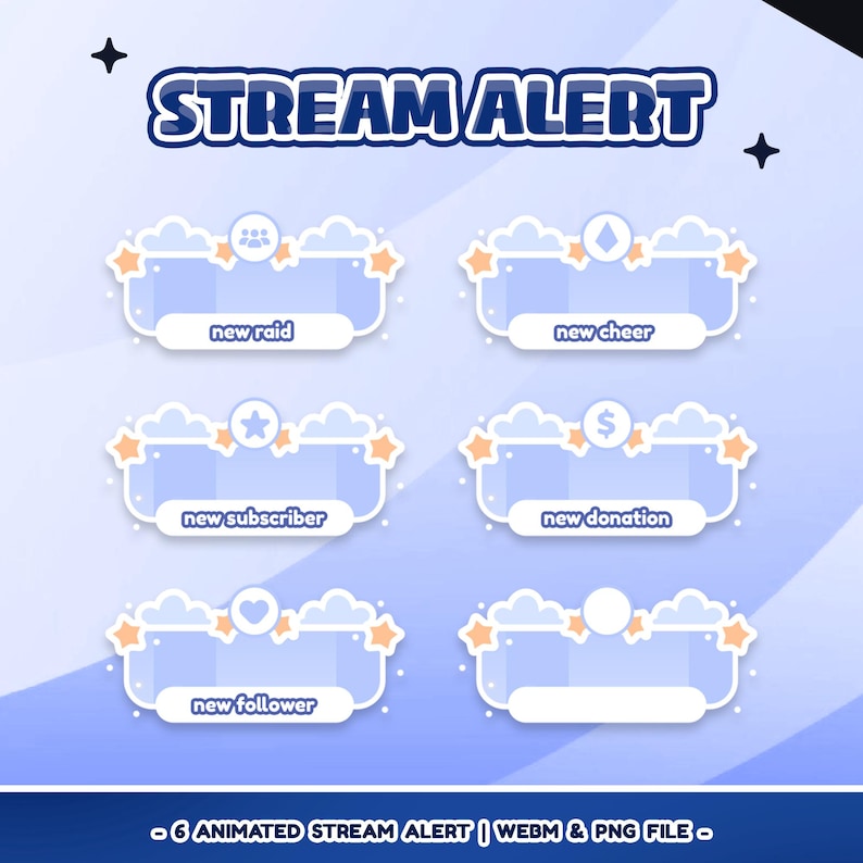 Dreamy Sky Animated Stream Alerts for Twitch Kick Youtube – Fun Pop-up ...