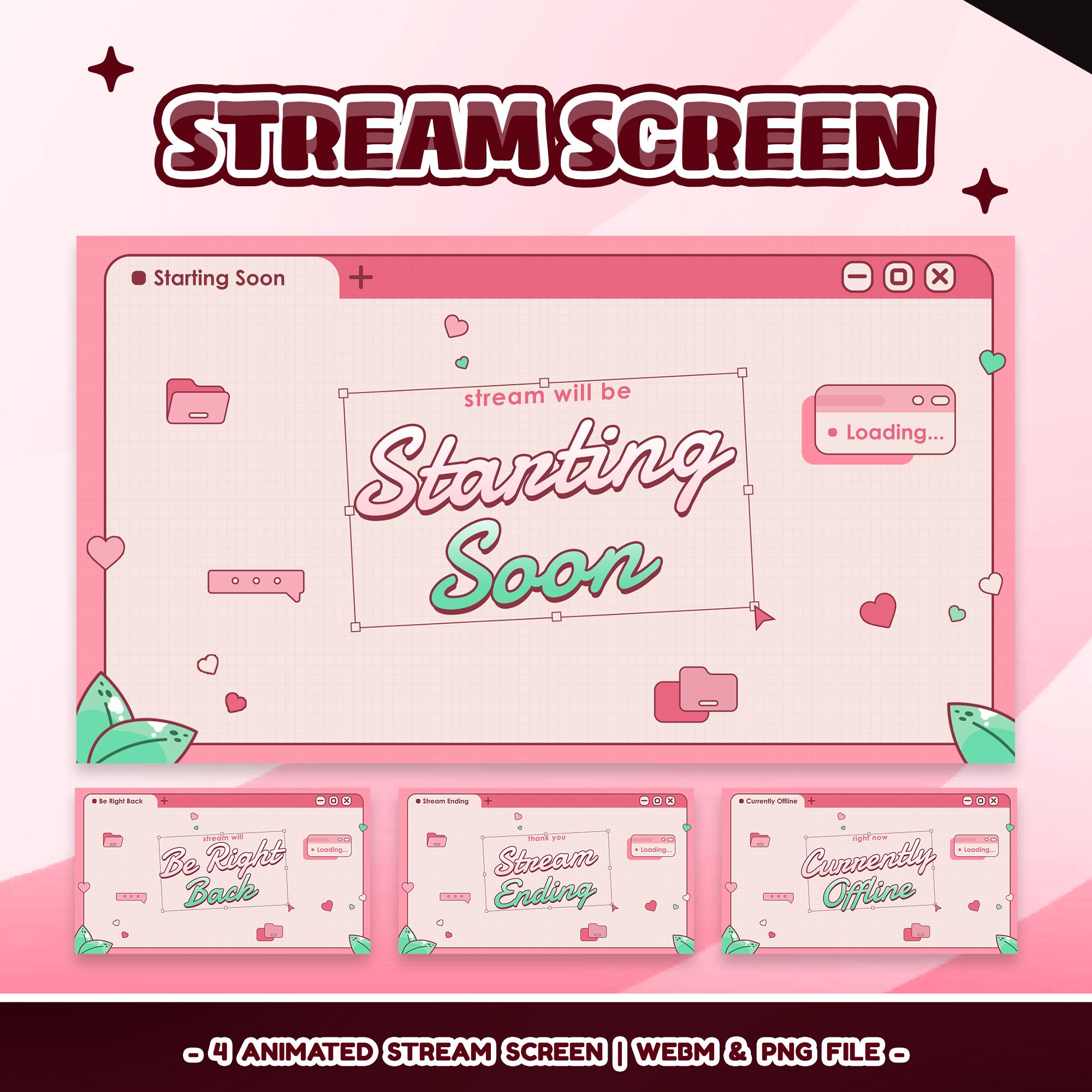 Kawaii UI Animated Stream Overlay Package for Twitch OBS, Cute Desktop ...