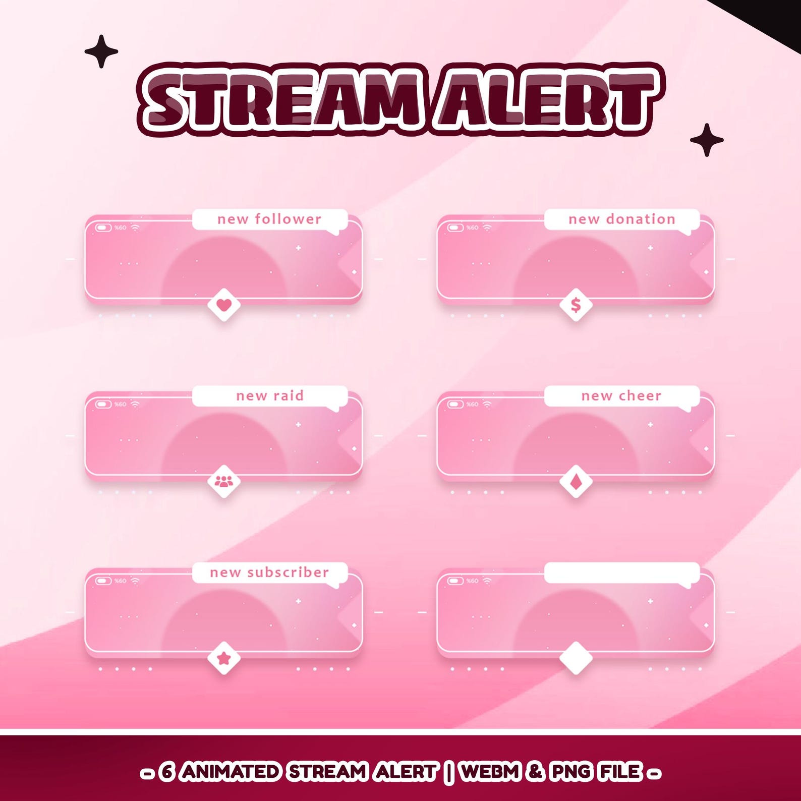 Pinkstream Pop Animated Stream Overlay Pack for Twitch Kick Youtube ...