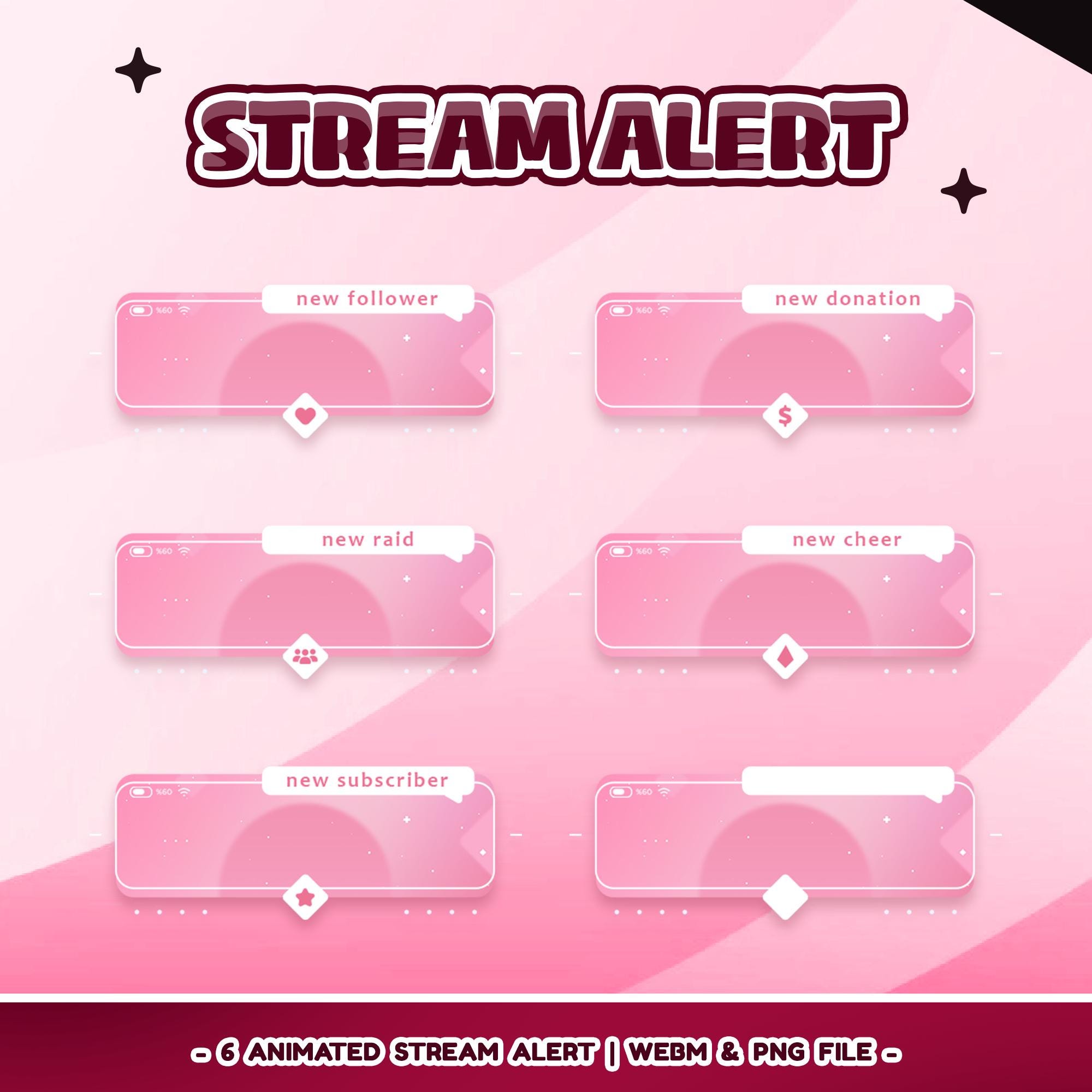 Pinkstream Pop Animated Stream Overlay Pack for Twitch Kick Youtube ...