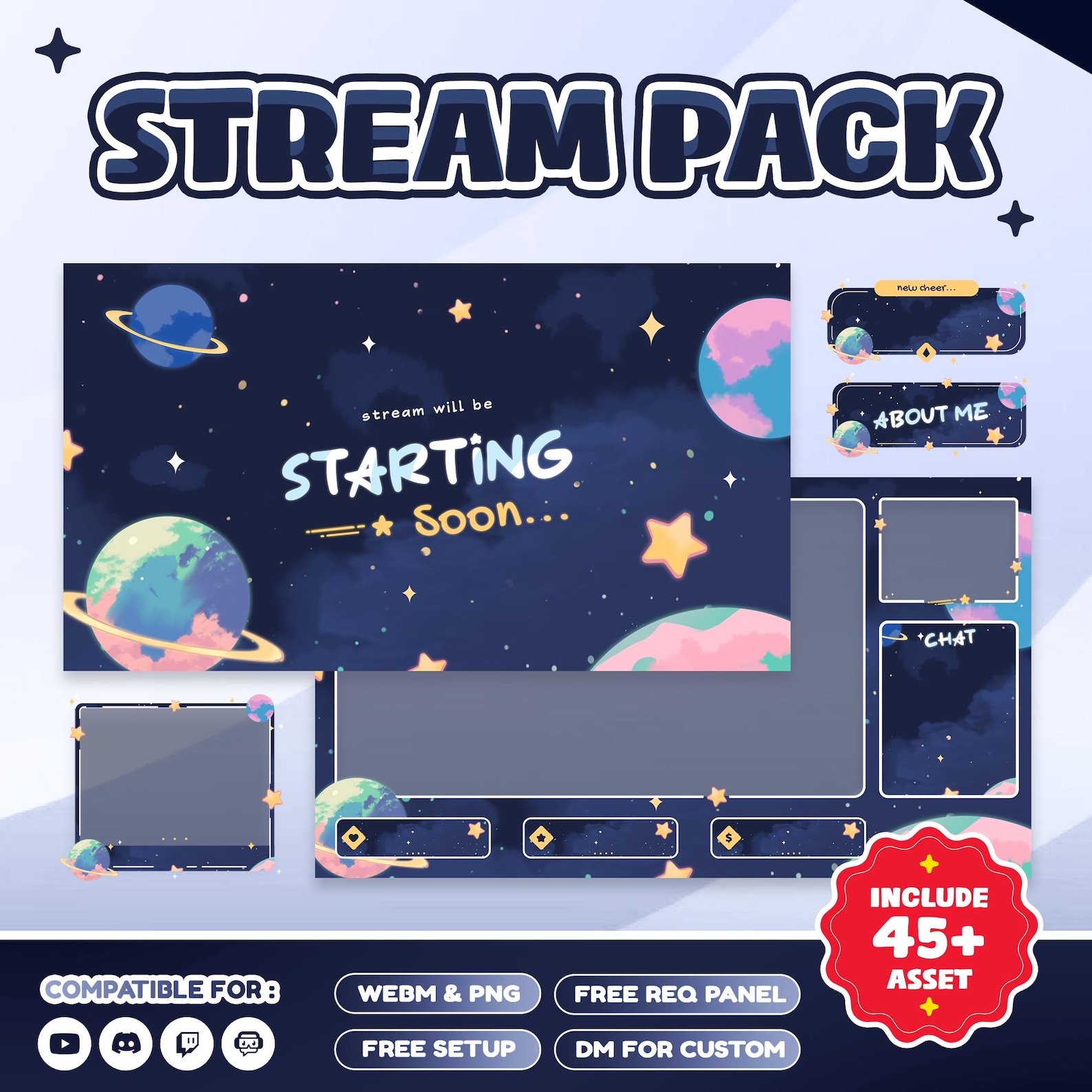 Cosmic Dreams Animated Stream Overlay Package for Twitch and OBS ...