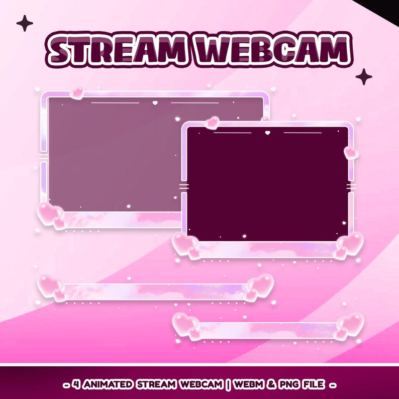 Pink Heart Cute Animated Twitch Overlay Package Bundle/romantic Pastel ...