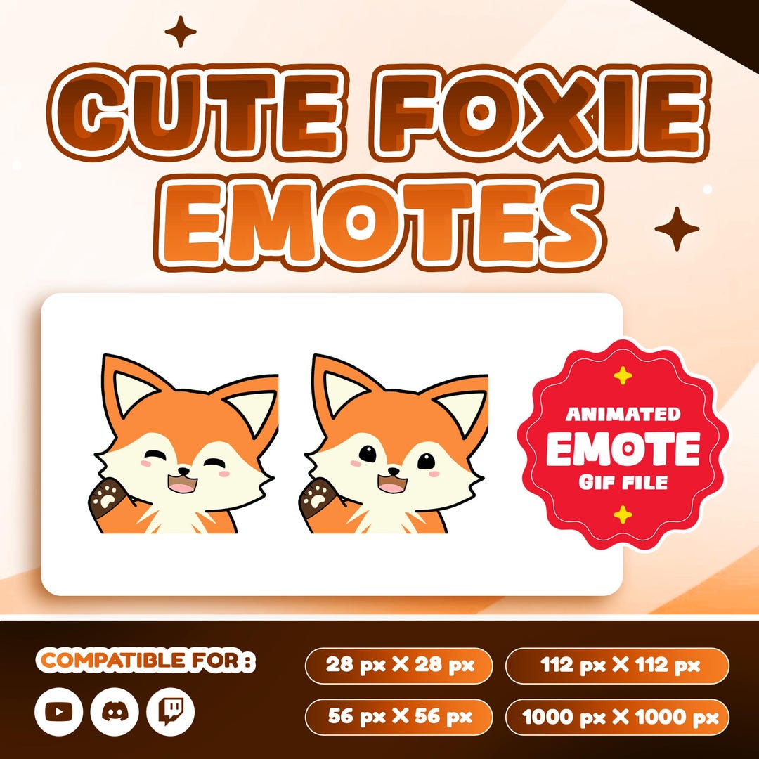 Cute Animated Fox Emotes GIF, Twitch Vtuber Emotes, Animal Sub Emote ...