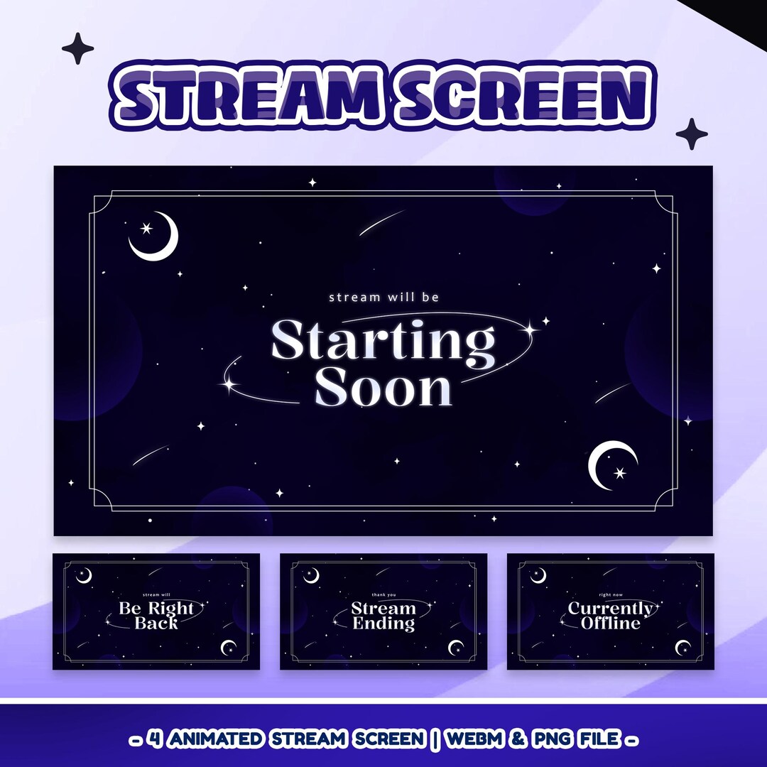 Celestial Midnight Animated Stream Screens for Twitch Kick Youtube ...