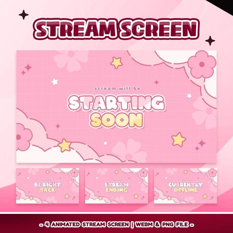 Sweet Cloud Animated Stream Screens for Twitch Kick Youtube – Pastel ...