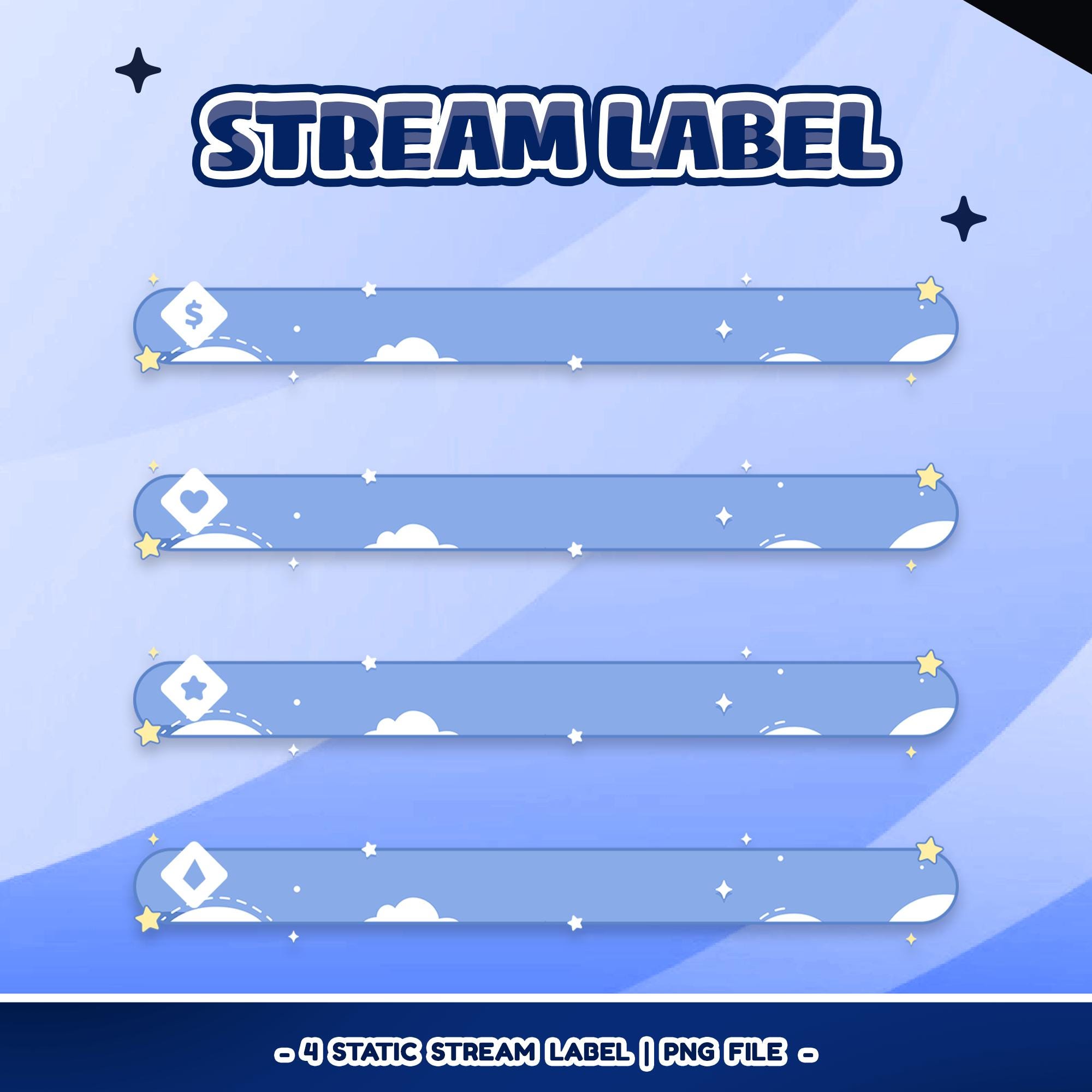 Cloudy Puffs Animated Stream Overlay Package for Twitch Kick Youtube, Cute Blue Cloud Theme ...
