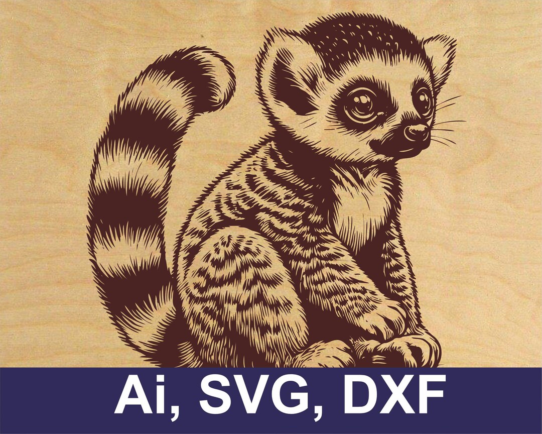Lemur Vector, Lemur for Engraving, Baby Lemur, Lemur Svg, Lemur Ai ...