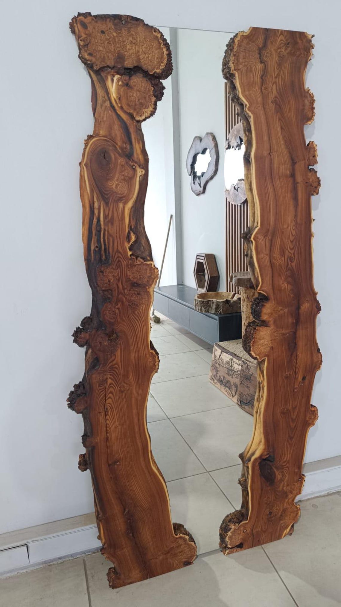 Natural Live Edge Mirror,rustic Natural Decor,decorative Mirror for ...